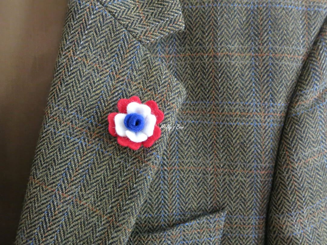Red-white-blue Lapel Flower Pin - Buttonhole - Patriotic Pin - Memorial ...