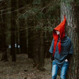 Red Witch Wizard Hat | Gnome Hood | Felted Pointy Hood | MADE TO ORDER ...
