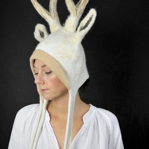 Deer Hat | Antler Hat | Krampus Costume Hat | Animal Hat | Hand Felted ...