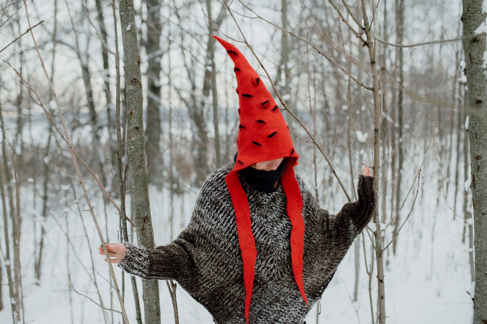 Red Witch Hat Felted Wool Wizard Costume Hat Pointy Hat | Etsy