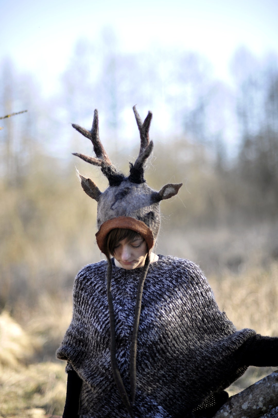Reindeer Hat | Deer Antler Hat | Antler Headpiece | Reindeer Costume ...