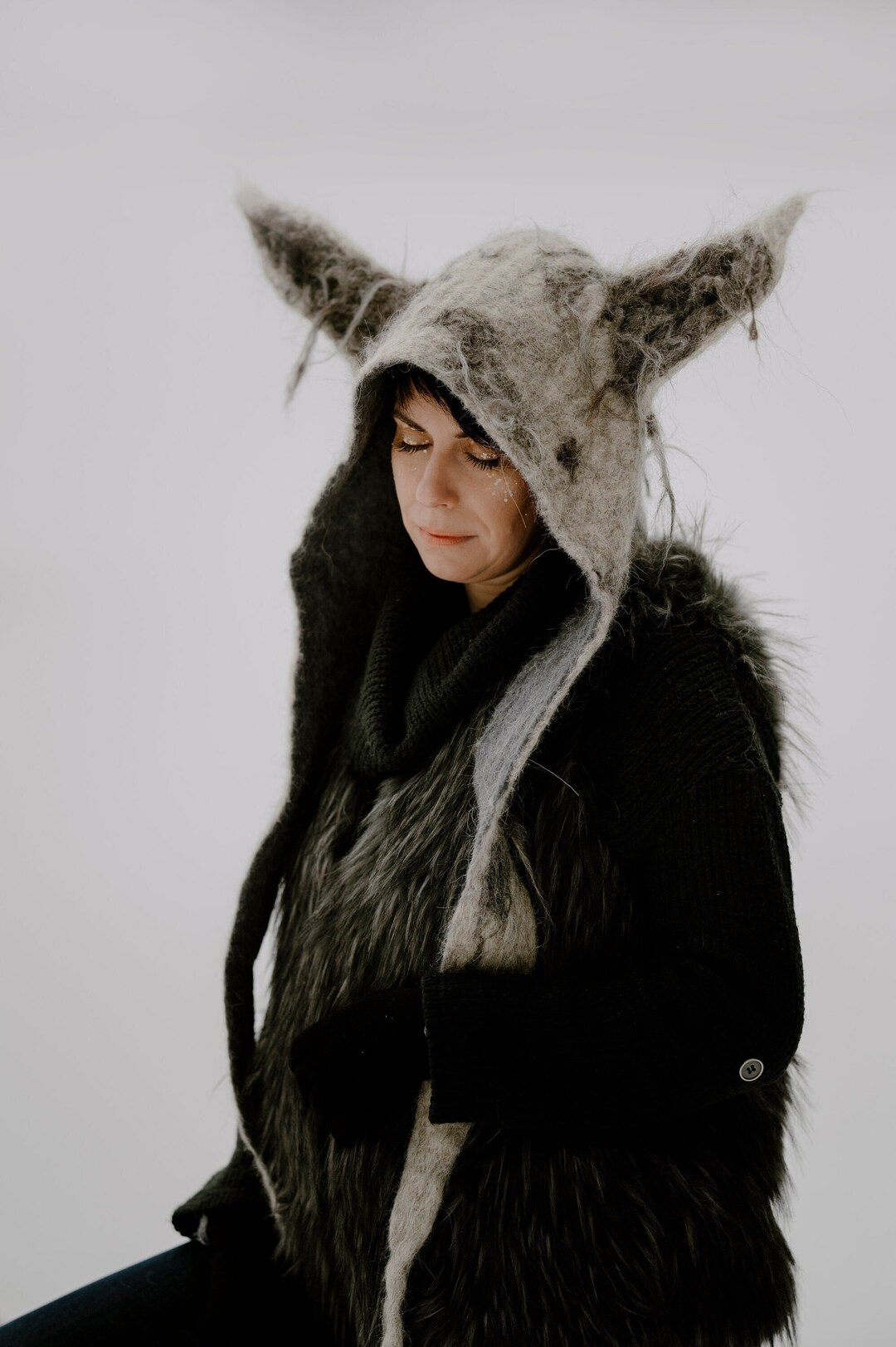Animal Hood With Ears Woolf Hood Wolf Headdress Ready to Ship - Etsy
