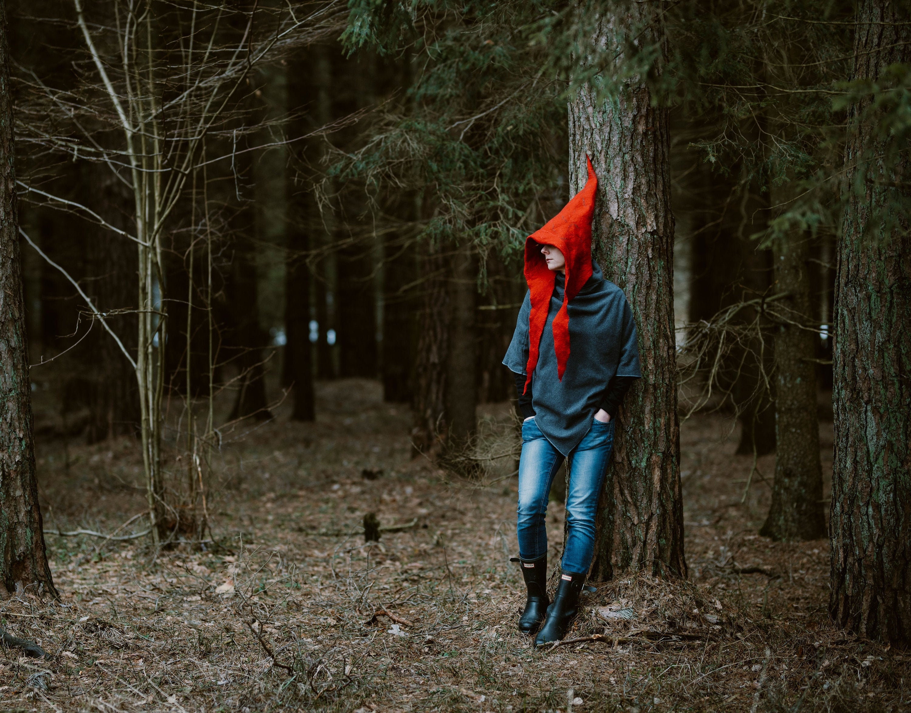 Red Witch Wizard Hat Gnome Hood Felted Pointy Hood - Etsy Australia