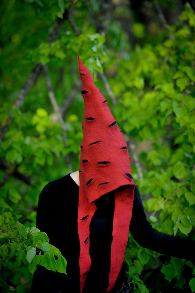 Red Witch Hat Felted Wool Wizard Costume Hat Pointy Hat | Etsy