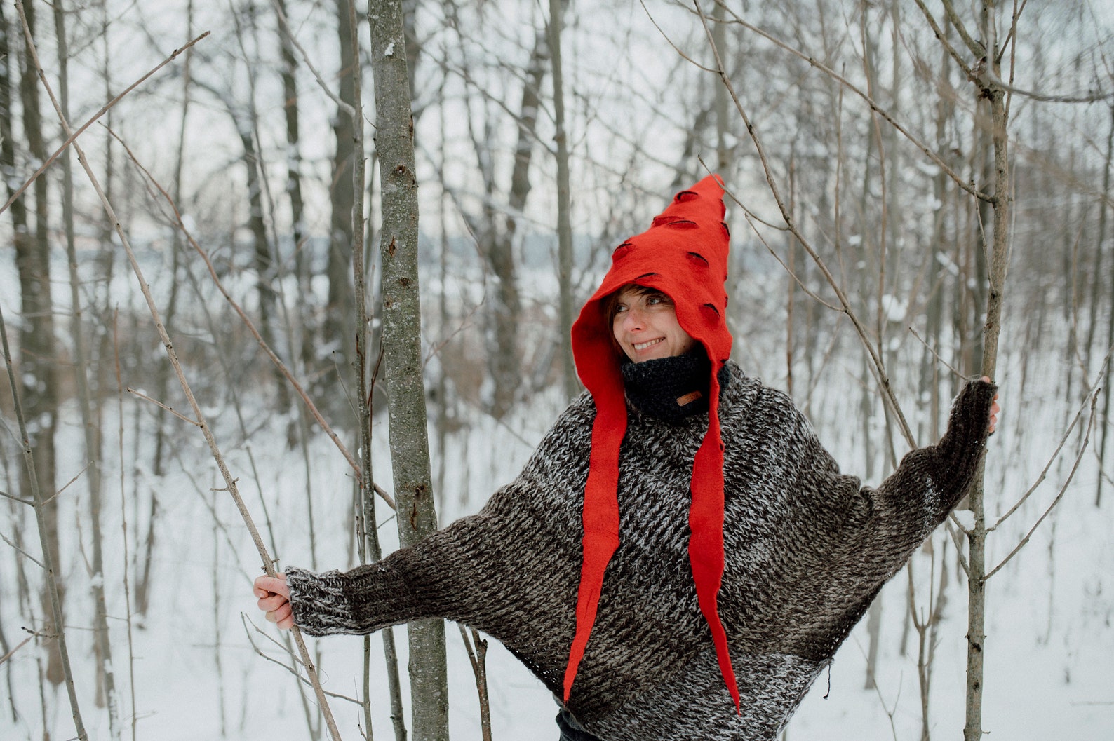 Red Witch Hat Felted Wool Wizard Costume Hat Pointy Hat | Etsy