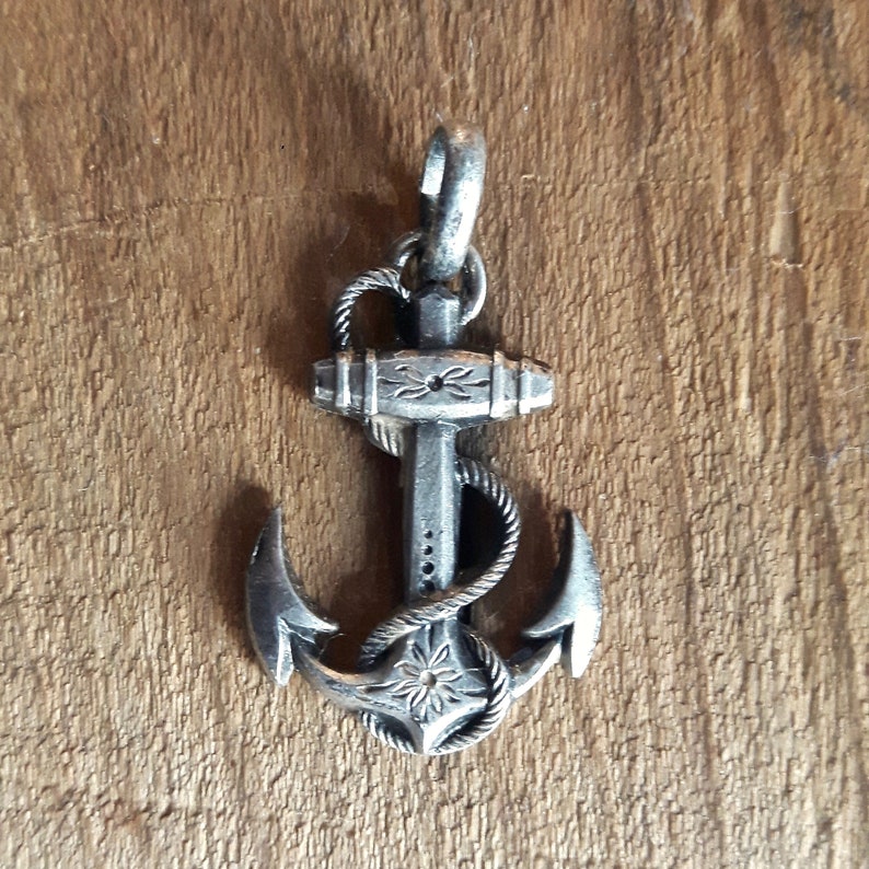 Vintage French Anchor Pendant 1950's Silver Metal - Etsy