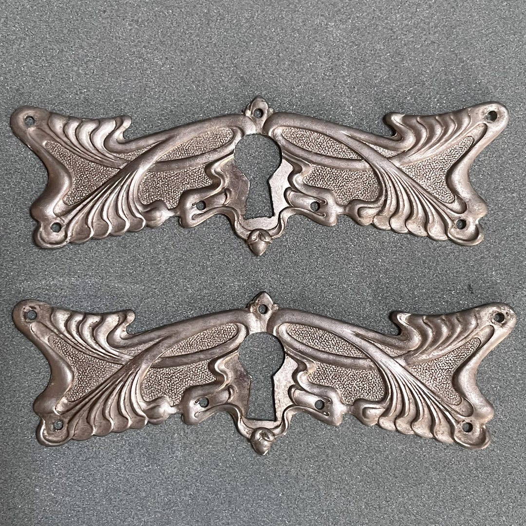 Antique French Art Nouveau Keyhole Cover Escutcheon, Early 1900s Silver ...