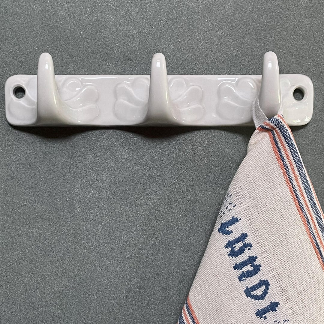 Vintage French Porcelain Hooks Bathroom Kitchen White Ceramic Hooks ...