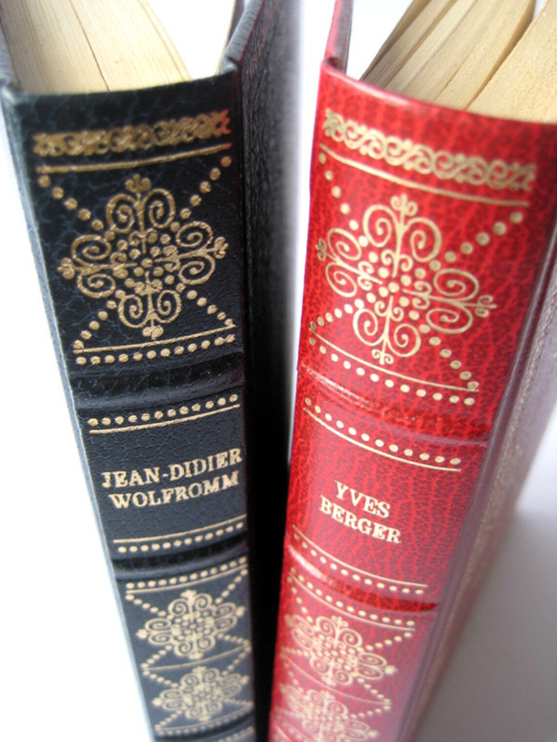 Vintage French Books Set of TWO Old Books - Black and Red With Gold ...