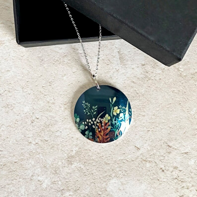 Autumn fall pendant necklace on a fine chain. Handmade nature | Etsy