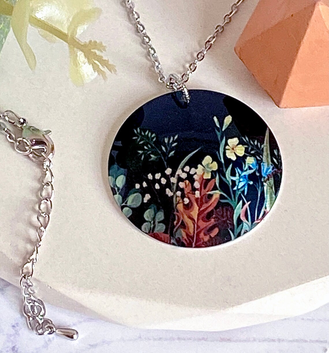 Autumn Fall Pendant Necklace on a Fine Chain. Handmade Nature | Etsy