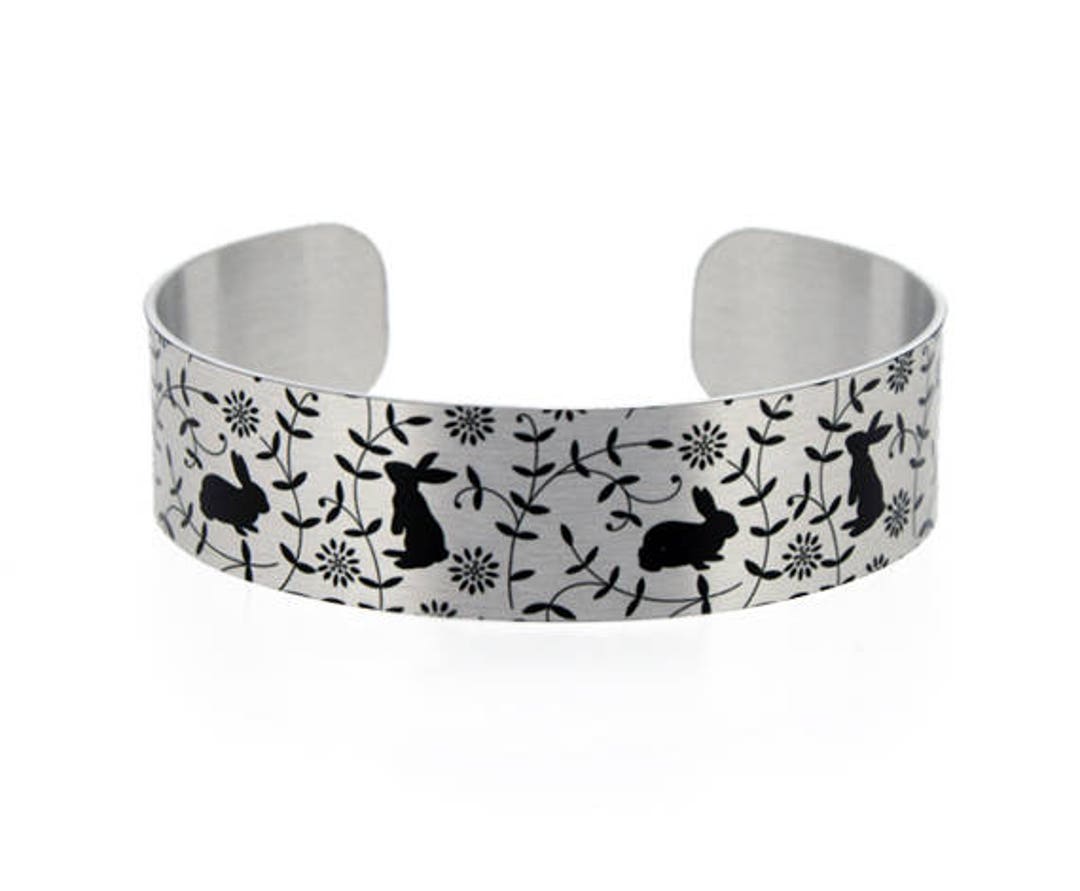 Rabbit Cuff Bracelet, Metal Bangle With Bunnies. Bunny Jewellery ...