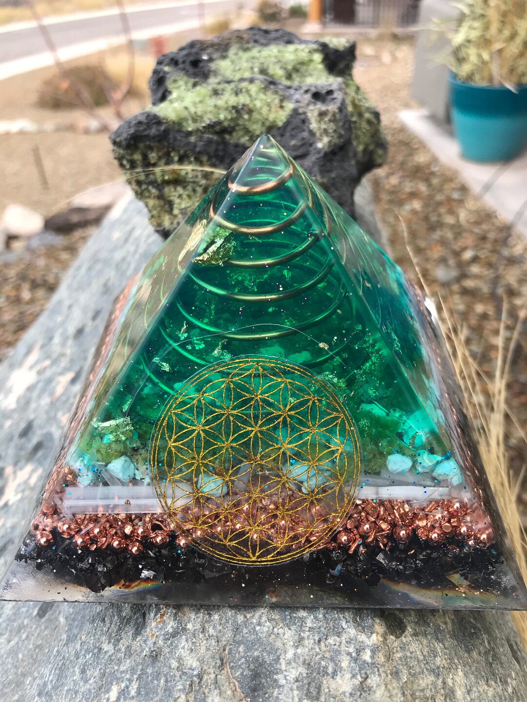 Large Orgone ASG Pyramid With Shungite Green Calcite - Etsy