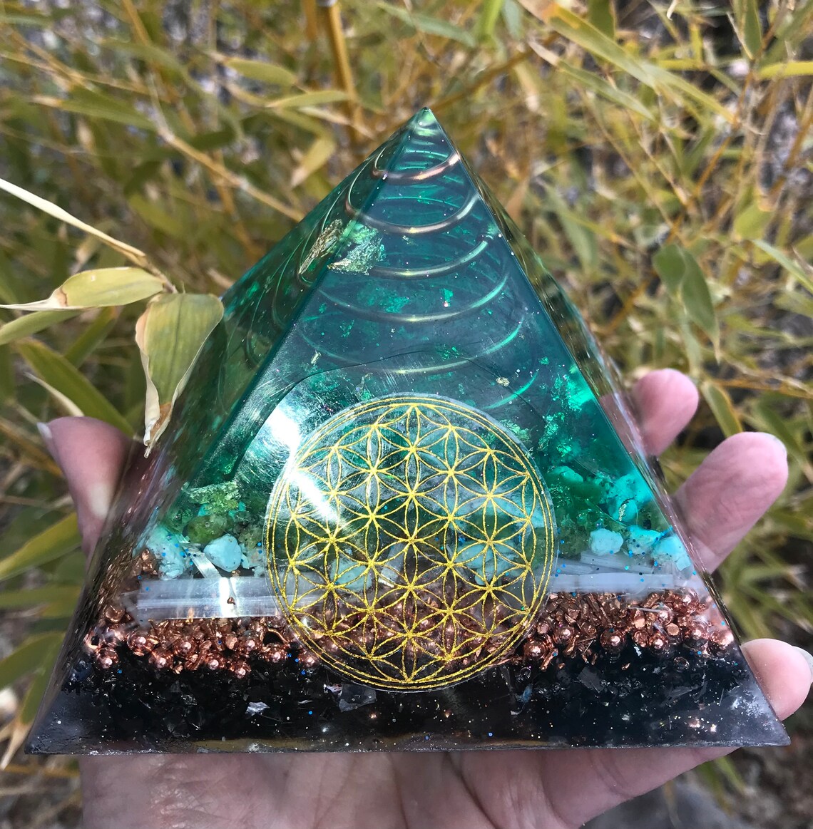 Large Orgone ASG Pyramid With Shungite Green Calcite | Etsy