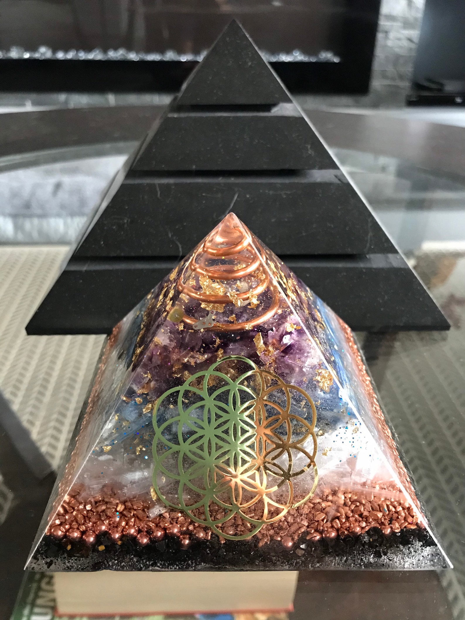 LG Orgone ASG Pyramid With a Tesla Coil 18K Flower of Life - Etsy UK