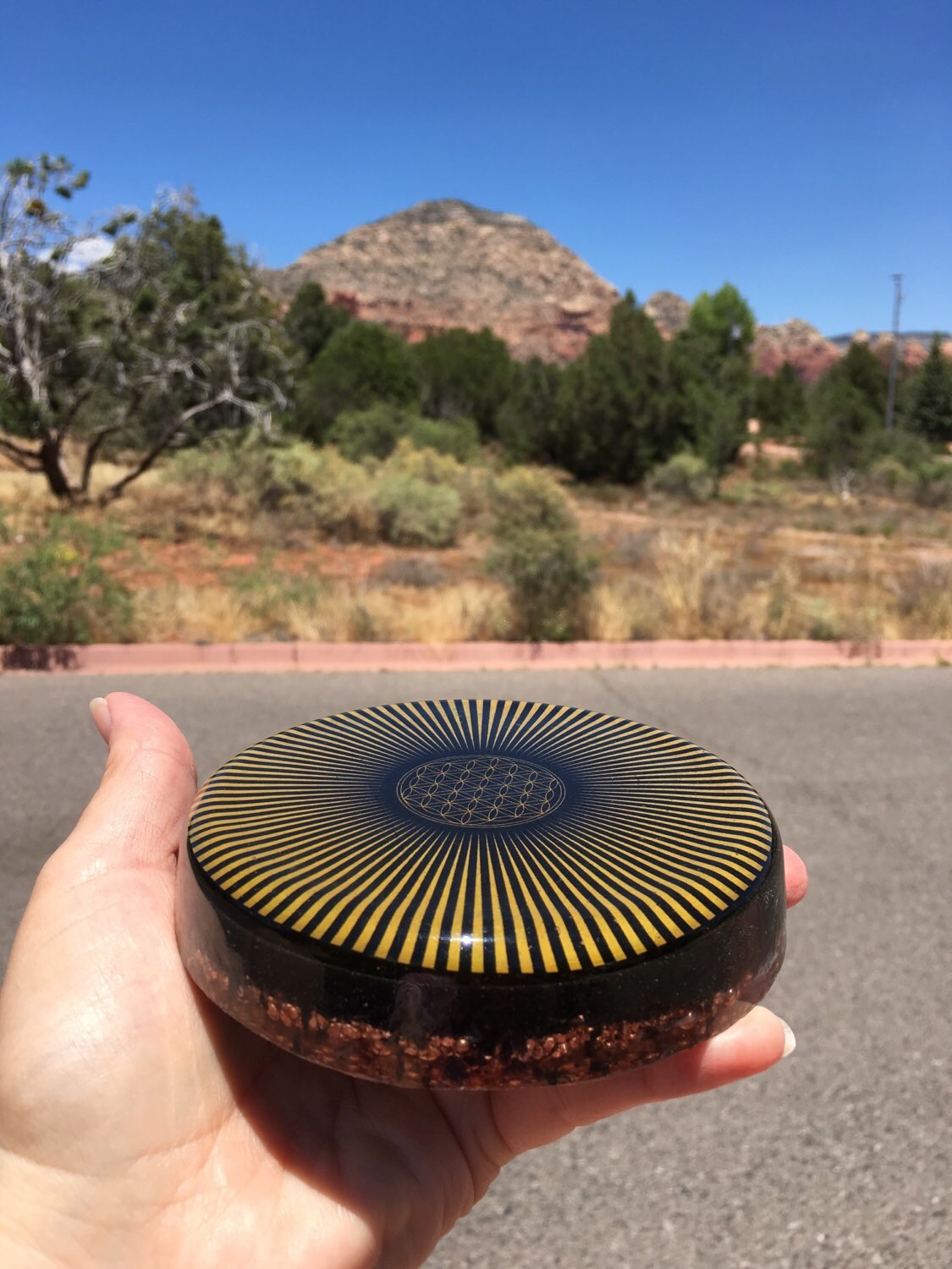 Large Orgone ASG charging disc with a Flower of Life | Etsy