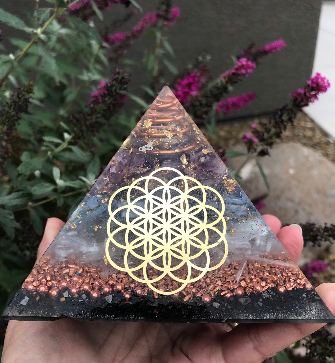 LG Orgone ASG Pyramid With a Tesla Coil 18K Flower of Life - Etsy