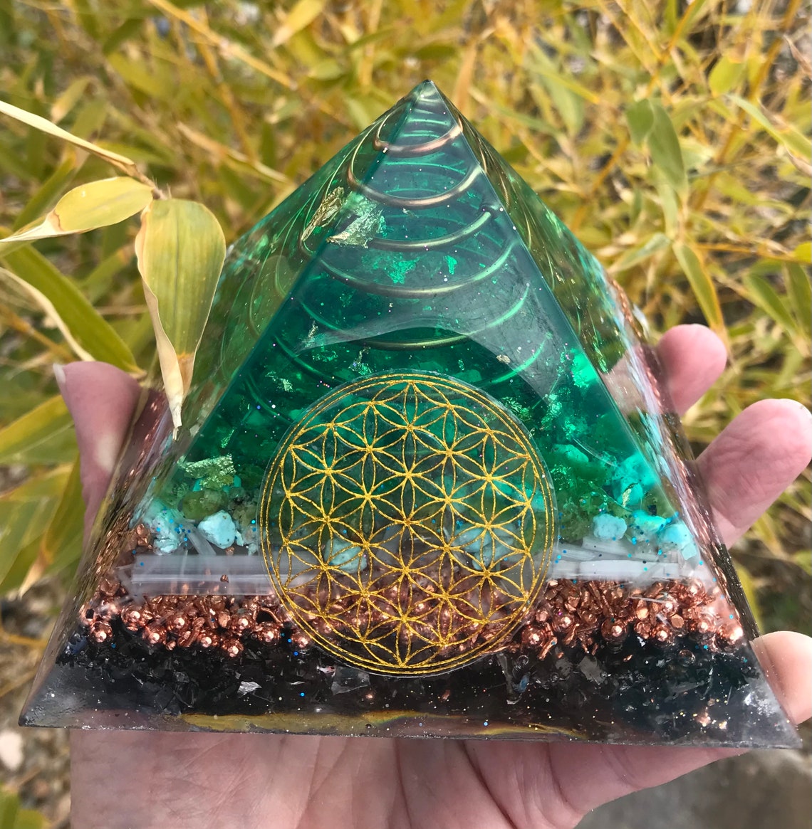 Large Orgone ASG Pyramid With Shungite Green Calcite | Etsy