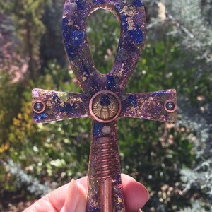 Orgone Holographic Ankh With Lapis Lazuli, Shungite, Rhodizite, Peridot ...