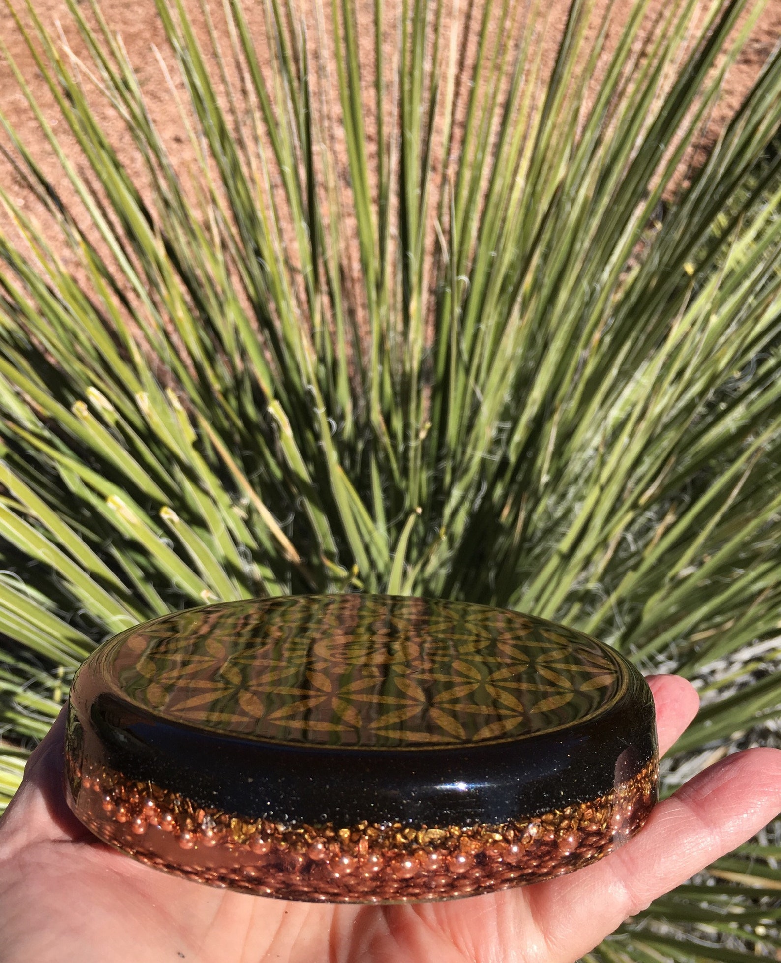 Large Orgone ASG Charging Disc With Flower of Life Rhodizite - Etsy