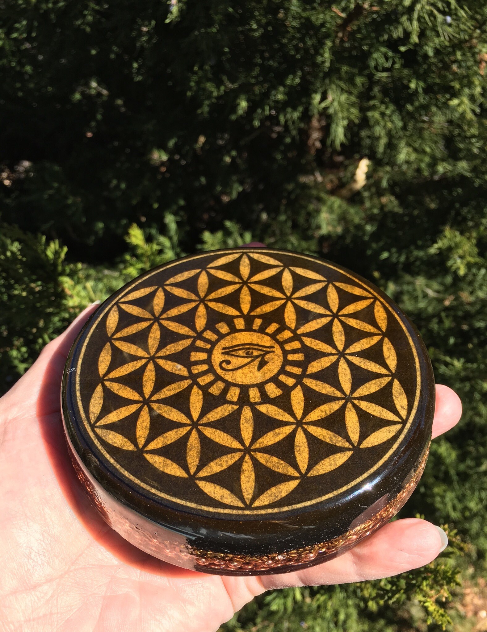 Large Orgone ASG Charging Disc With Flower of Life Rhodizite - Etsy