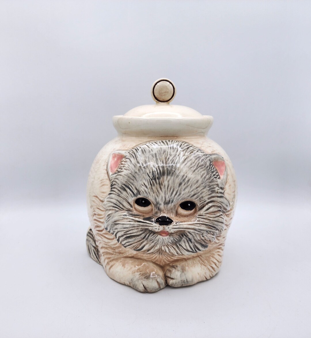 Vintage Kitty Cat Ceramic Treasure Craft Cookie Jar - Etsy