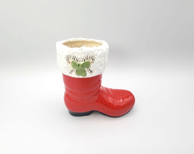 Vintage Santa Boot Vase Planter Candy Cane Holder - Etsy