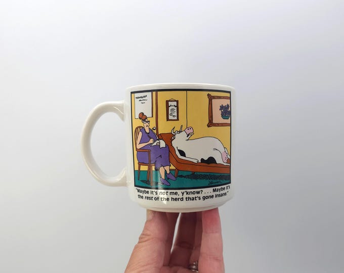 Vintage the Far Side "maybe, It's Not Me" Cow Therapy 1988 Larson Mug ...