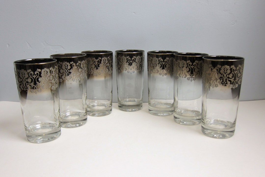 Vintage Vitreon Queen's Lusterware Silver Fade Scroll Cocktail Highball ...