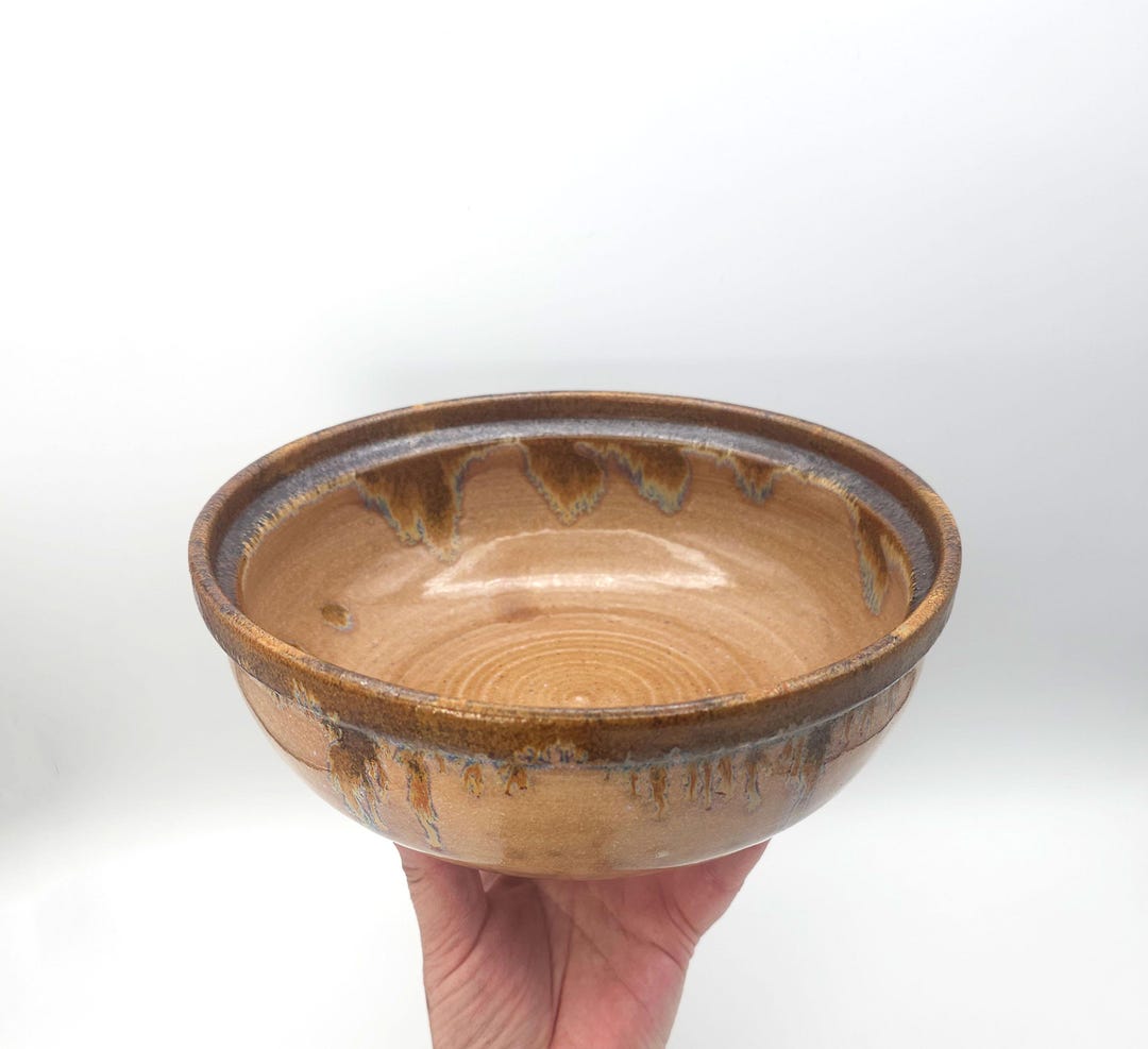 Vintage Pigeon Forge Pottery Allean Huskey Brown Drip Glaze Serving ...