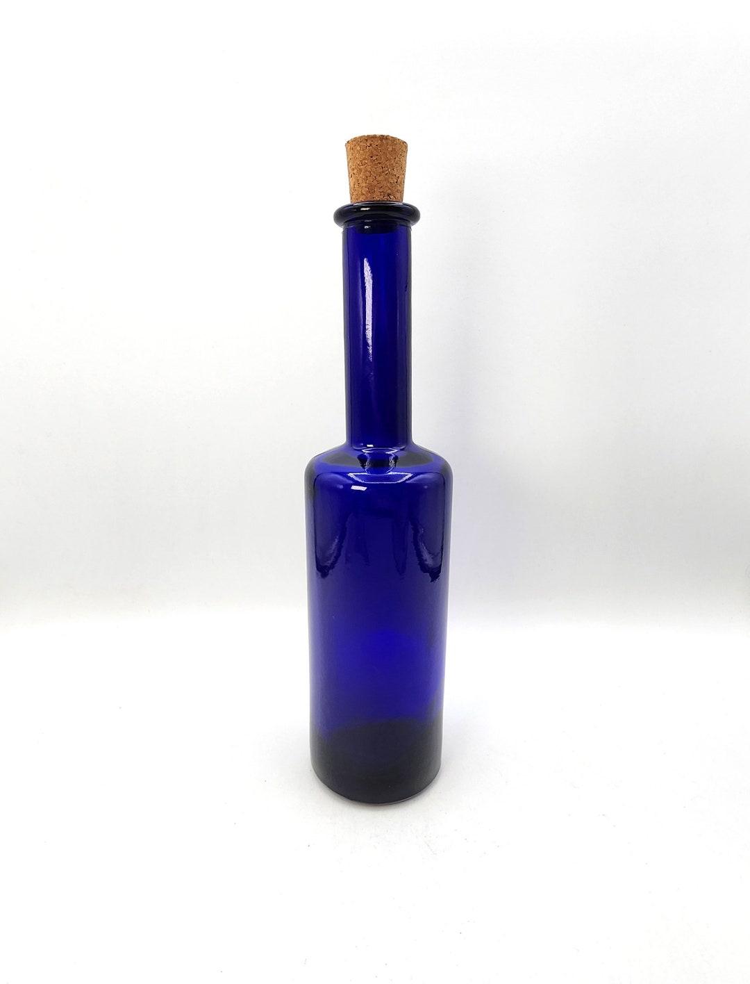 Vintage Cobalt Blue Glass Bottle With Cork Stopper - Etsy