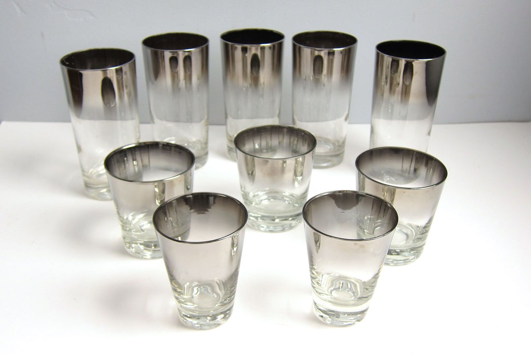 Vintage Vitreon Queen's Lusterware Silver Fade Cocktail Glasses ...