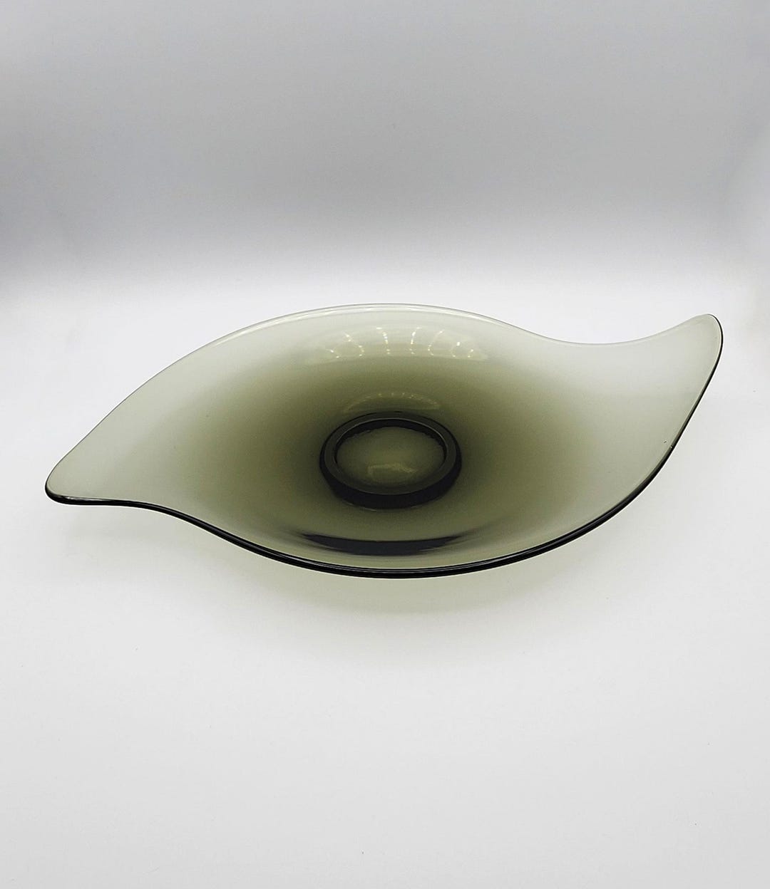Viking Glass Epic Gray Green Oblong Shallow Bowl, Vintage Freeform ...