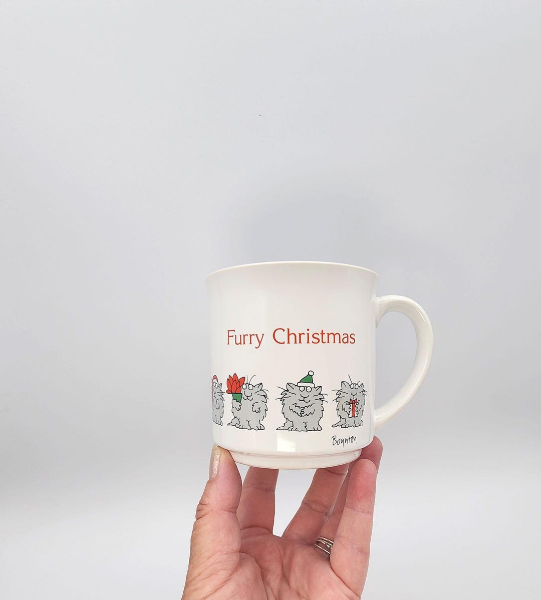 Vintage Sandra Boynton Cat Furry Christmas Holiday Coffee Mug - Etsy