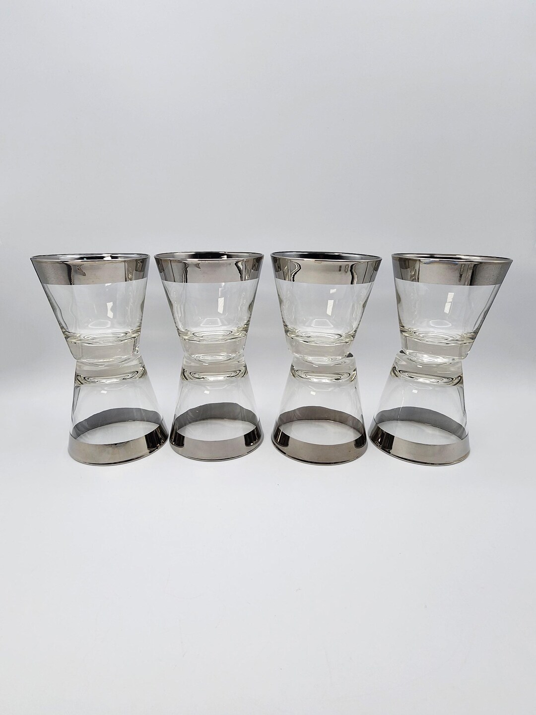Vintage Vitreon Queen's Lusterware Silver Band Cocktail Glasses ...