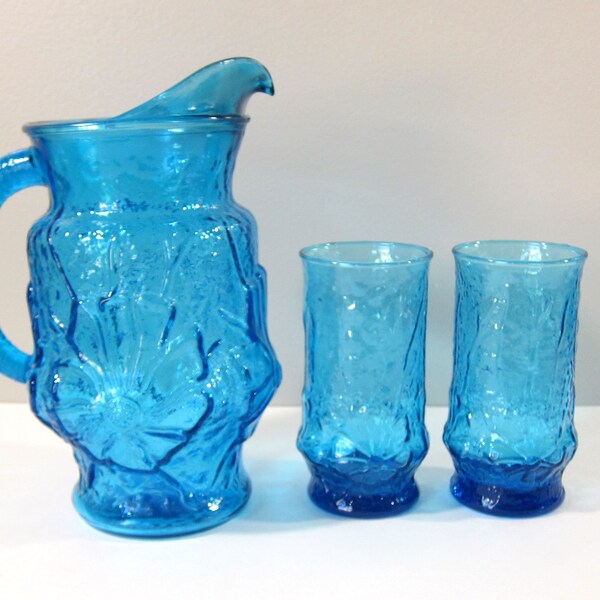 1970s Anchor Hocking Pitcher and Glasses - Etsy