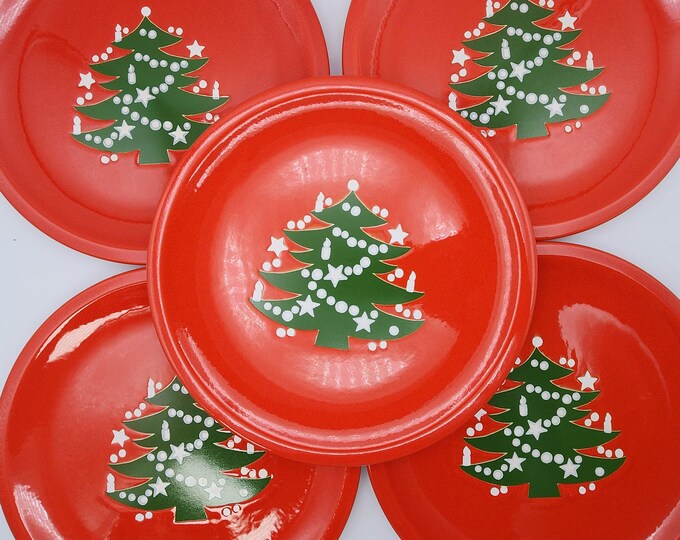 Vintage Waechtersbach Red Christmas Tree West Germany Dinner Plates ...
