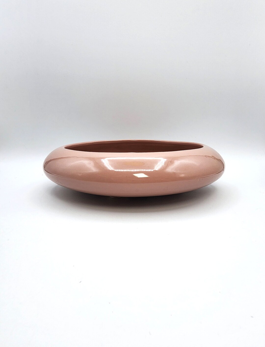 Vintage Blush Pink Low Shallow Ceramic Planter, Footed Succulent Bulb ...