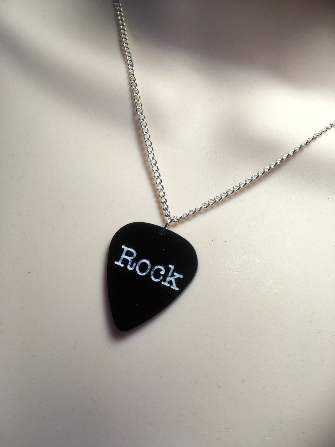 Rock....plectrum Shaped Laser Cut Acrylic Necklace - Etsy