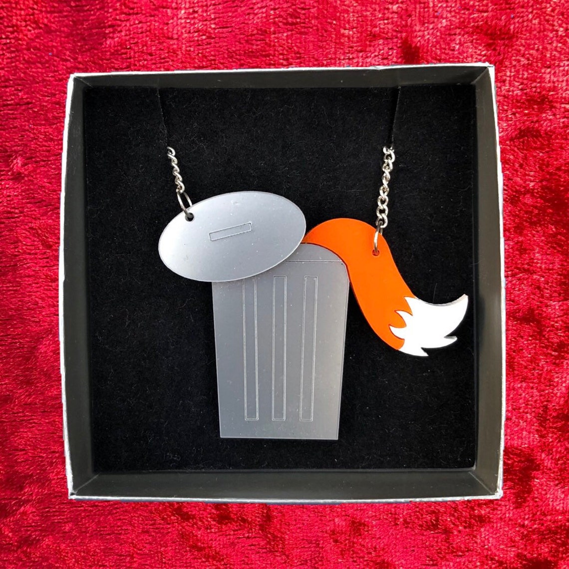 Fabulous Laser Cut 'dustbin Raider' Quirky Necklace - Etsy