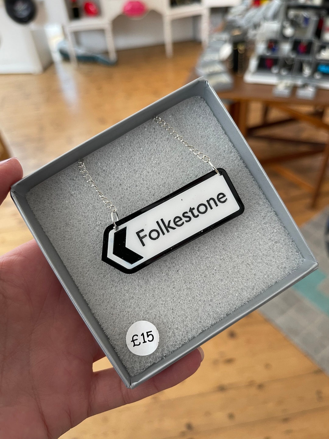 Road Sign Necklace - FOLKESTONE (custom Option Available!) - Etsy