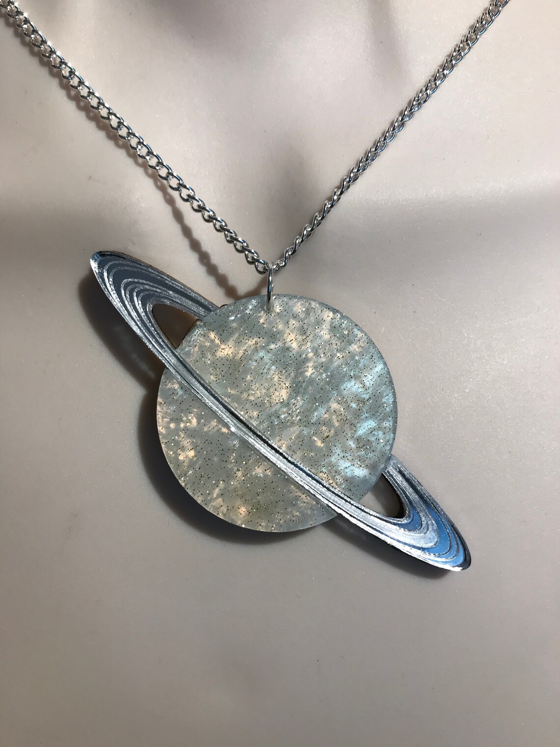 Large Sparkly PLANET Necklace - Etsy