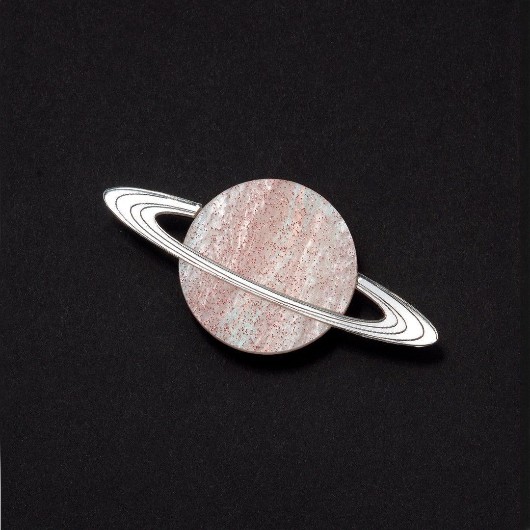 Marble Acrylic Saturn Planet Brooch - in Two Colours - Etsy