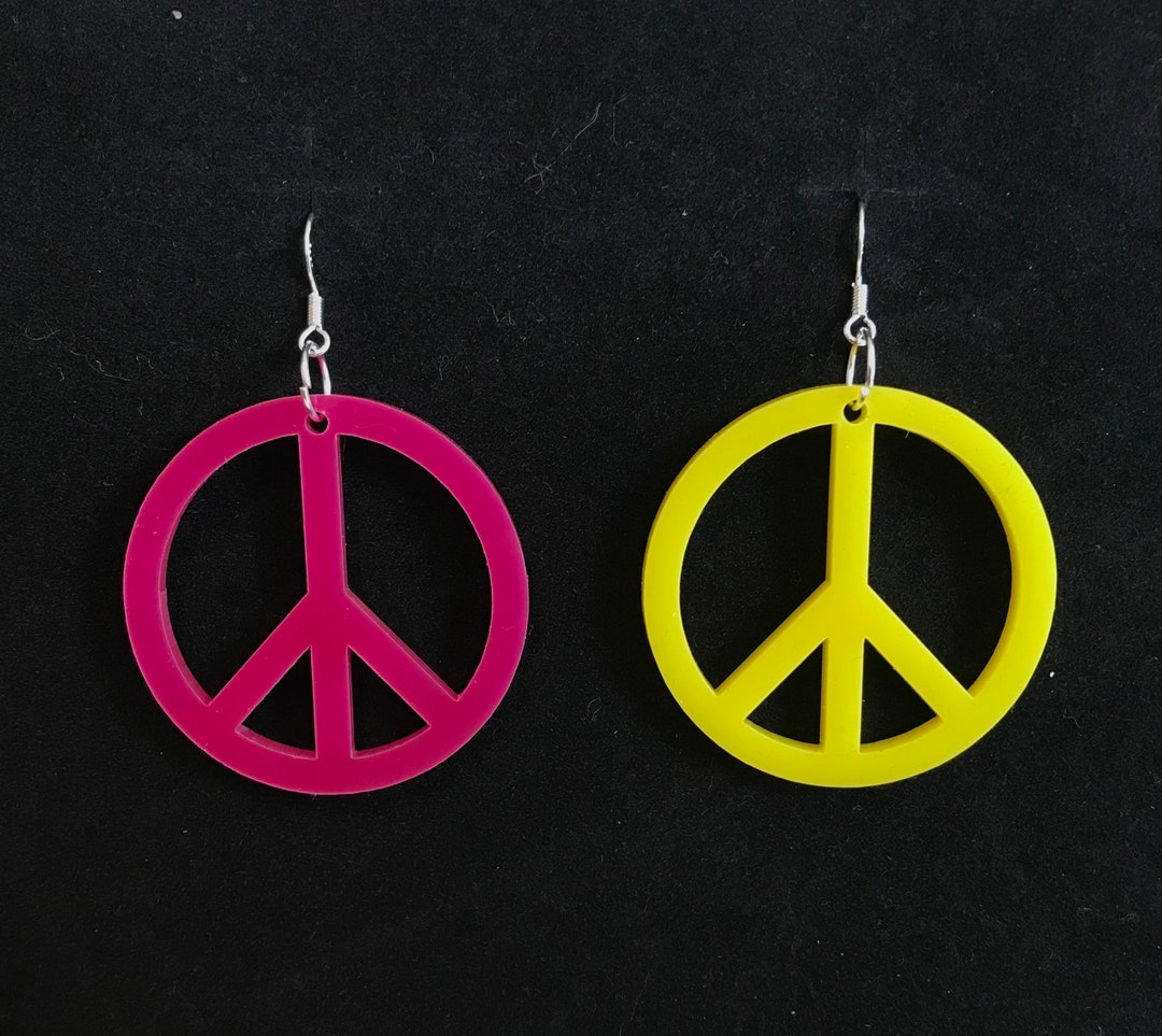 Peace Sign Laser Cut Acrylic Earrings - Etsy