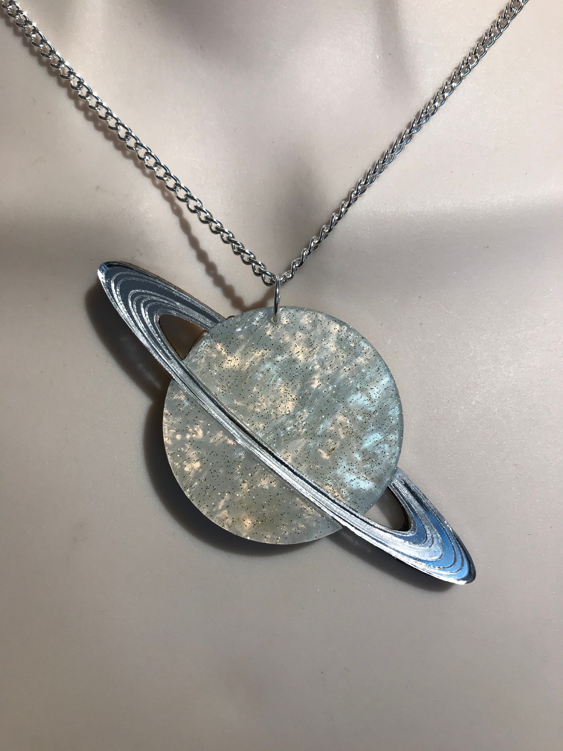Large sparkly PLANET necklace | Etsy