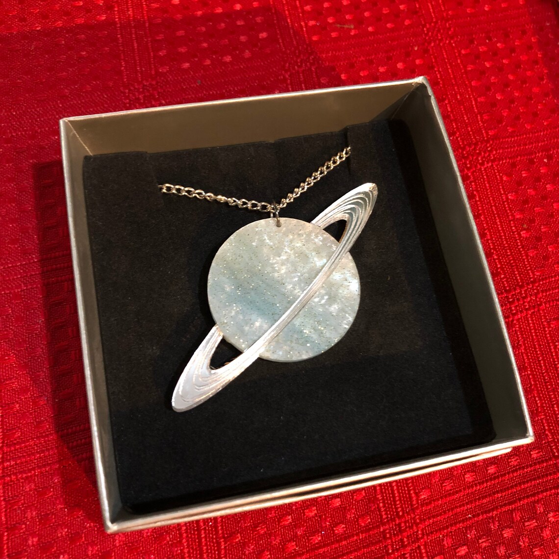 Large sparkly PLANET necklace | Etsy