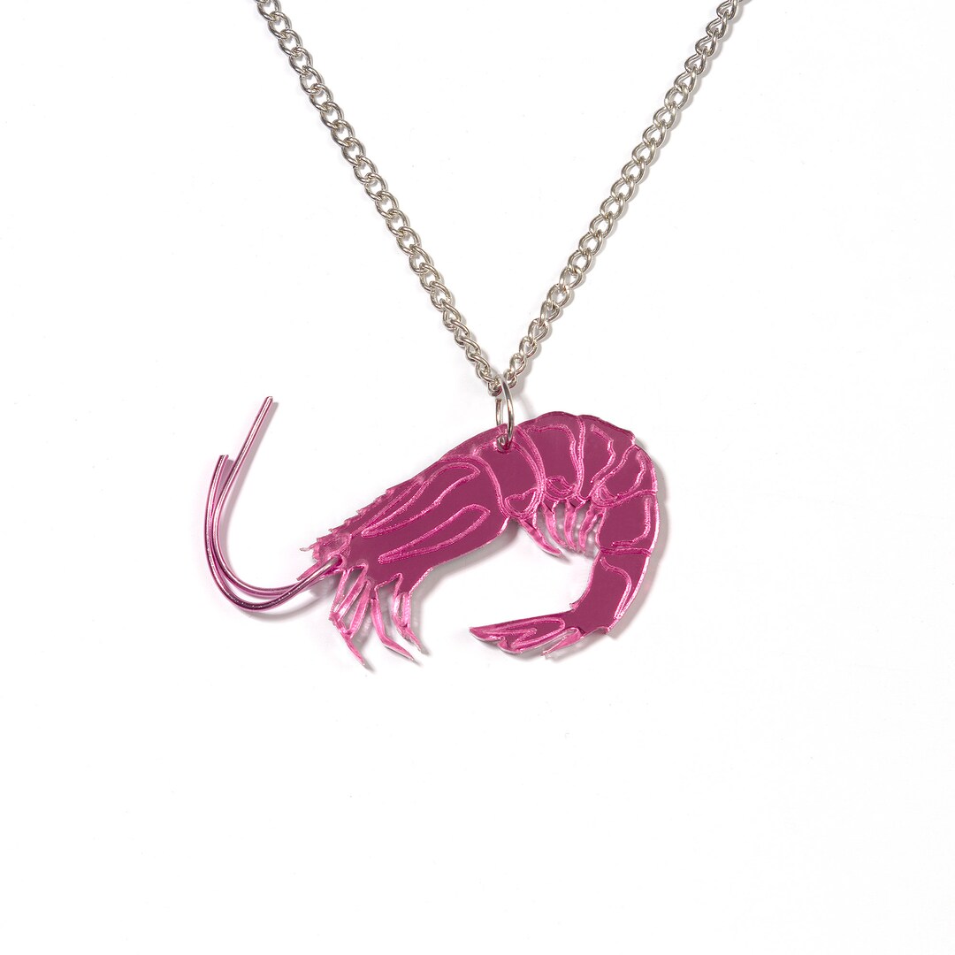Pink Mirror Acrylic Prawn Necklace or Brooch - Etsy