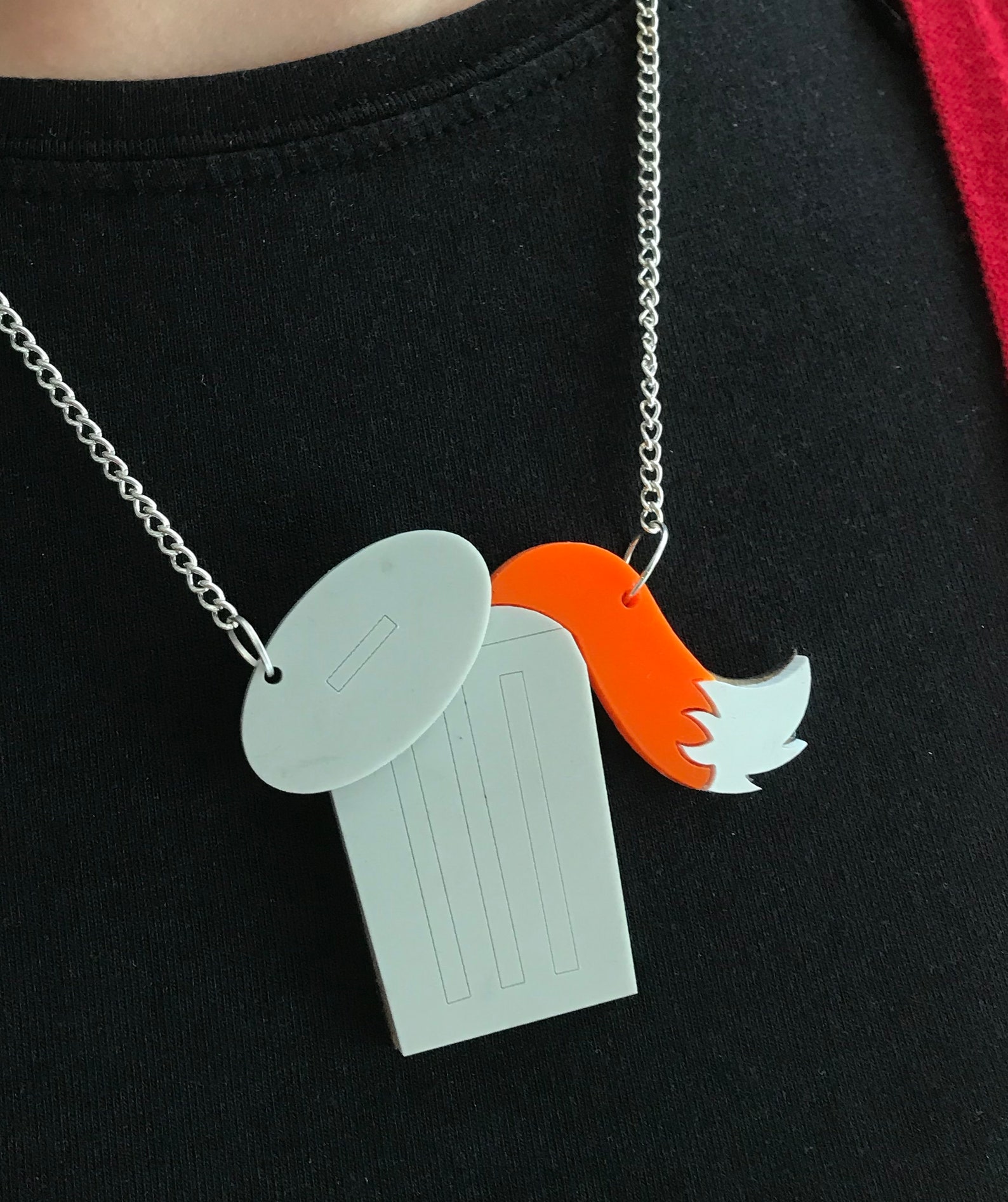 Fabulous Laser Cut 'dustbin Raider' Quirky Necklace - Etsy