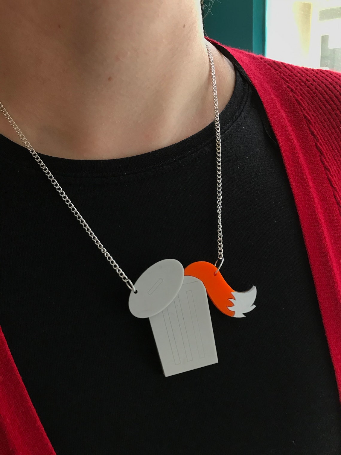 Fabulous Laser Cut 'dustbin Raider' Quirky Necklace - Etsy