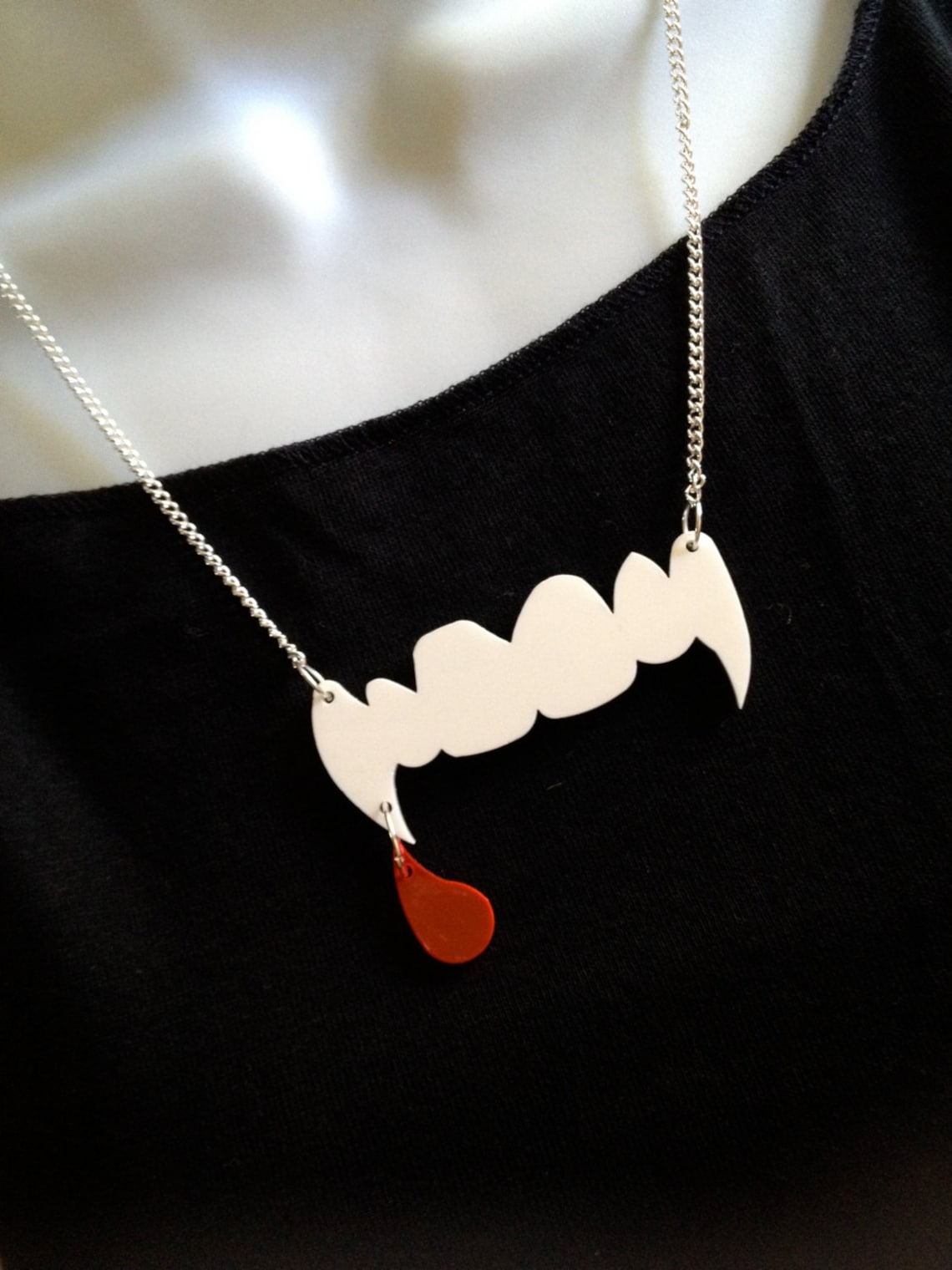 Vampire 'fangs' ...and a Drop of Blood.. Necklace | Etsy